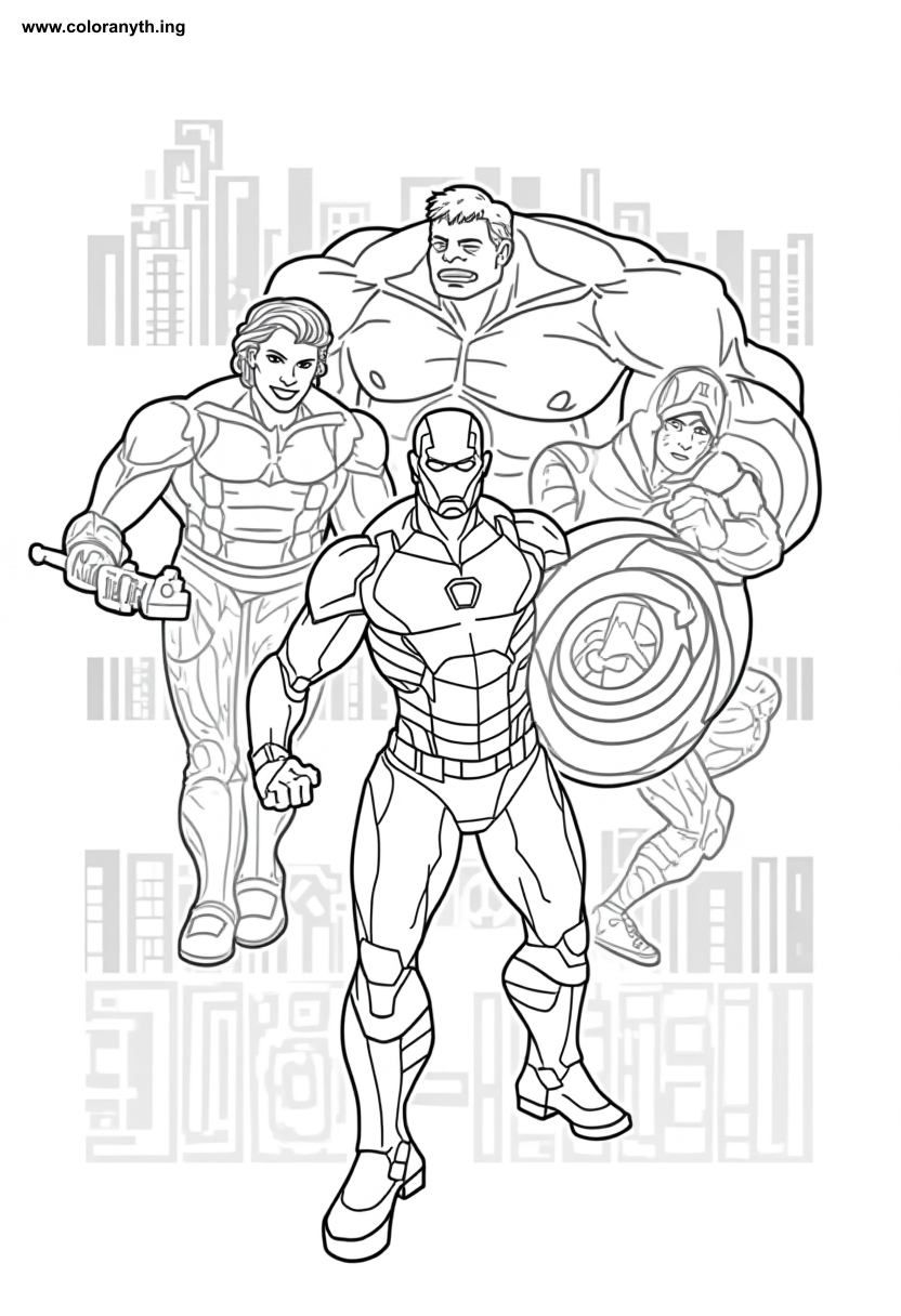 Avengers Assemble: Iconic Heroes Coloring Page - Free Printable ...