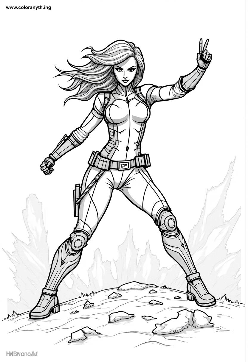 Black Widow: Battle-Ready Coloring Page - Free Printable Coloring Page