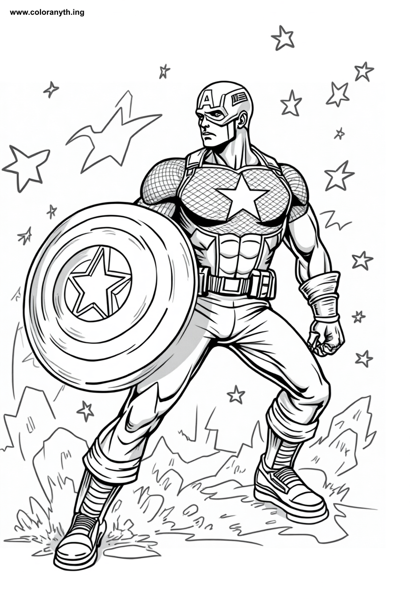 Captain America: The Heroic Defender Coloring Page - Free Printable ...