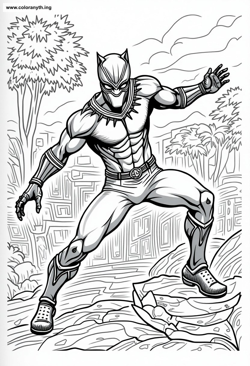 Dynamic Black Panther Coloring Page - Free Printable Coloring Page