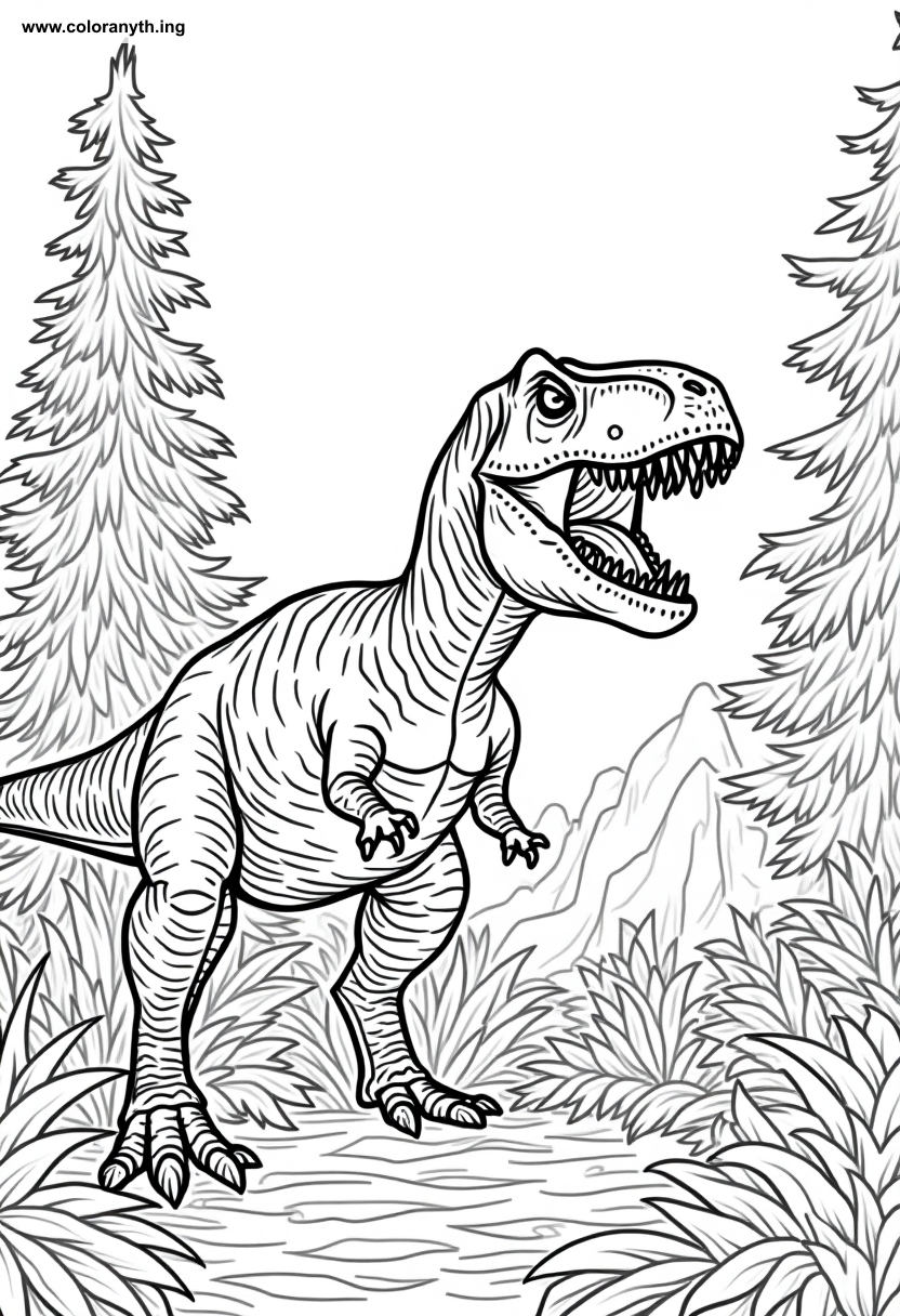 Majestic Tyrannosaurus Rex in Prehistoric Wilderness - Free Printable ...