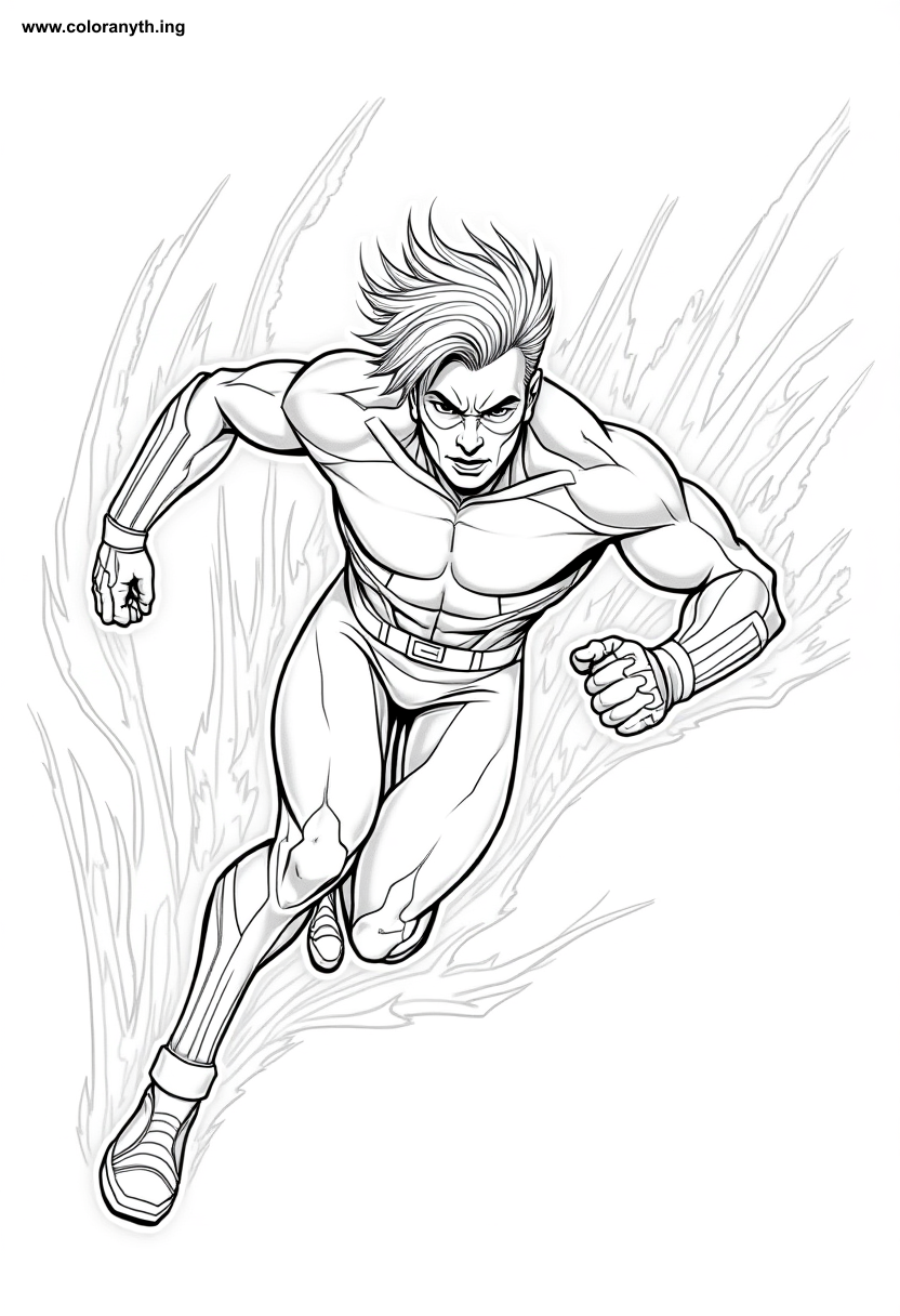 Quicksilver in Motion: A Superhero Coloring Page - Free Printable ...
