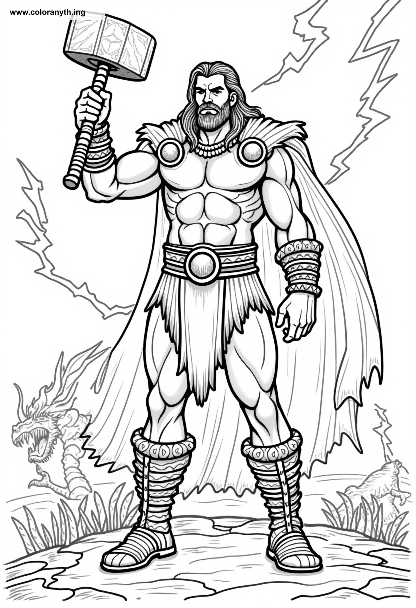 Thor: The God of Thunder Coloring Page - Free Printable Coloring Page