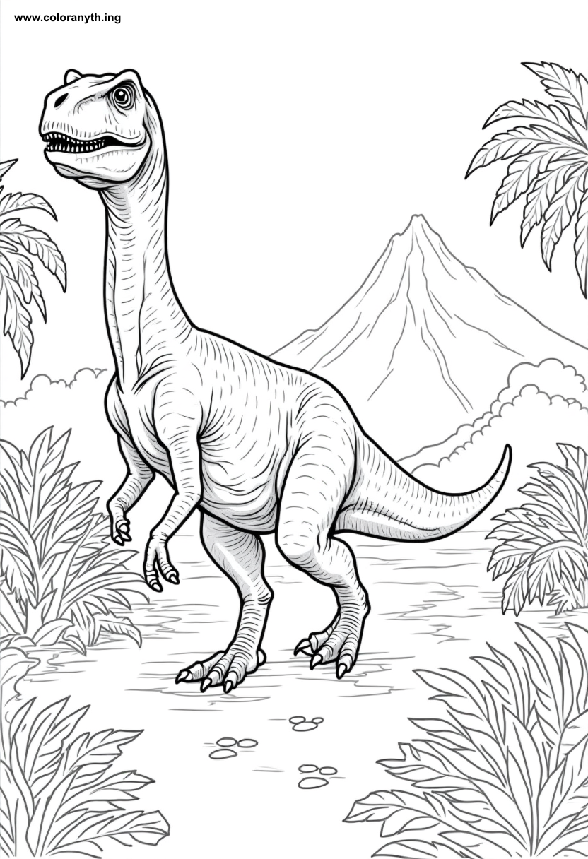 Tyrannosaurus Rex in Prehistoric Landscape Coloring Page - Free ...